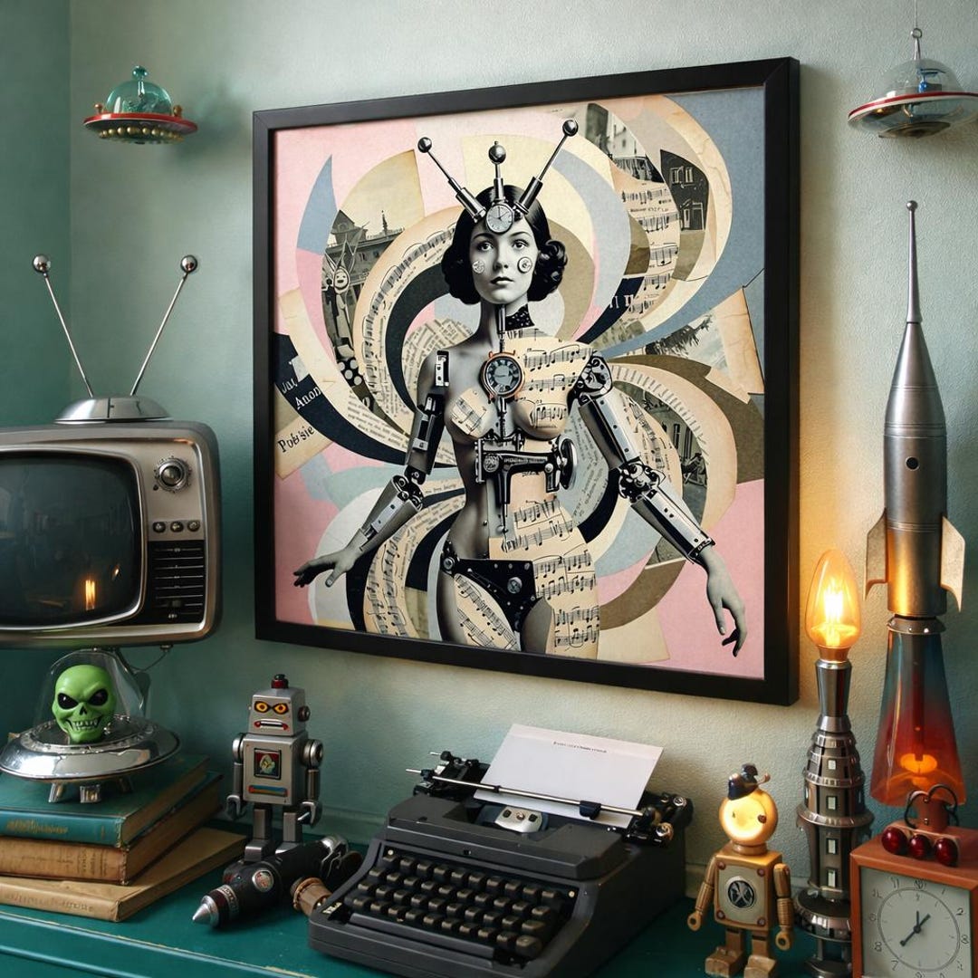 Dadaism Collage Digital Art Print | Surreal Mechanical Muse | Vintage ...