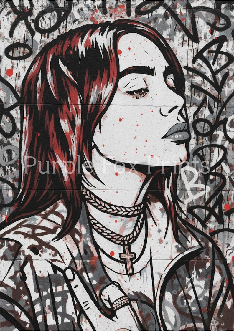 Billie Eilish Digital Graffiti Print | Bad Guy | Hit Me Hard & Soft ...
