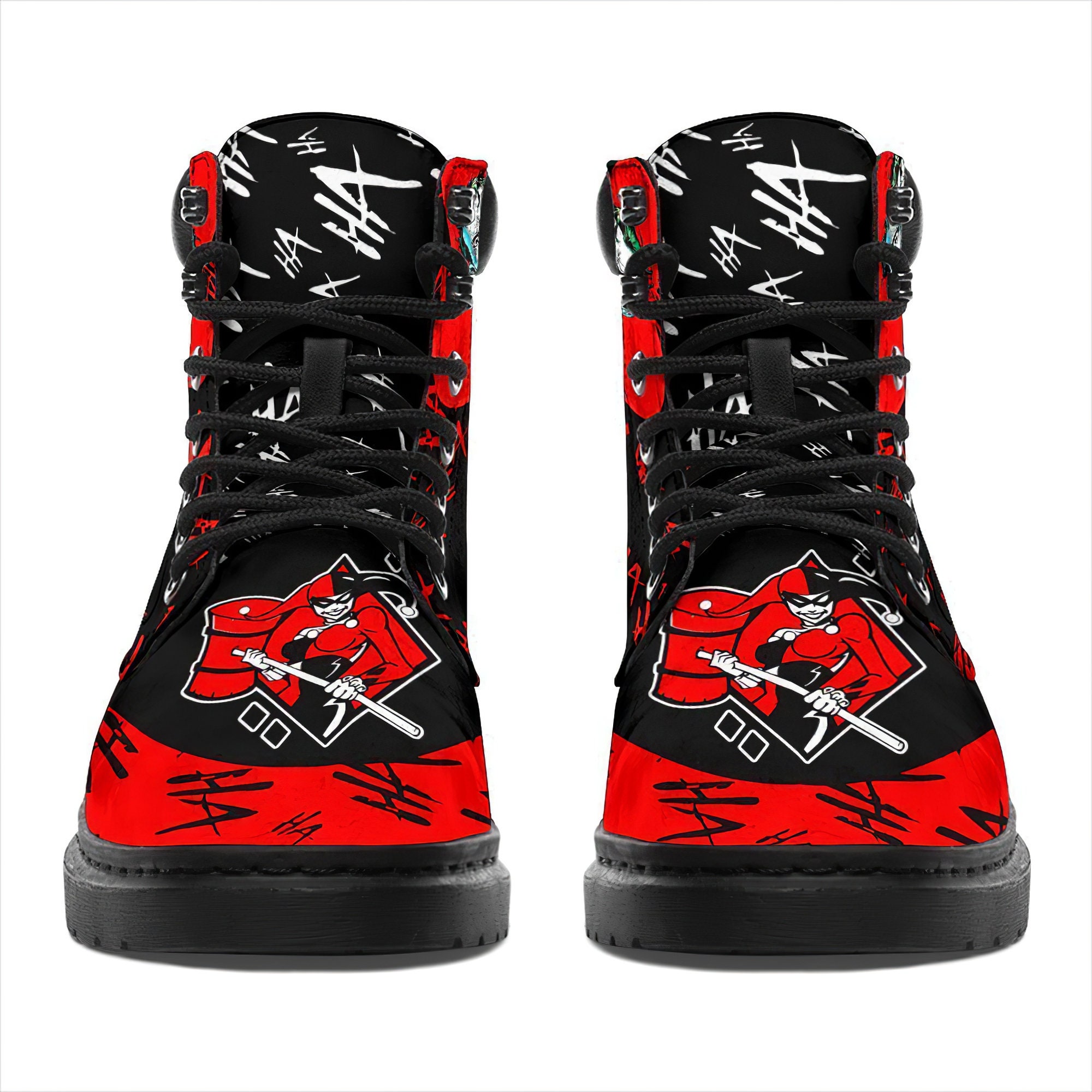 His Harley Quinn Boots Shoes Designsharley Quinn Custom Boot Etsy