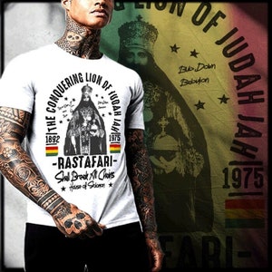 Reggae Haile Selassie Love Jah Knows Rastafari Irie Lion Mon T-shirt ...