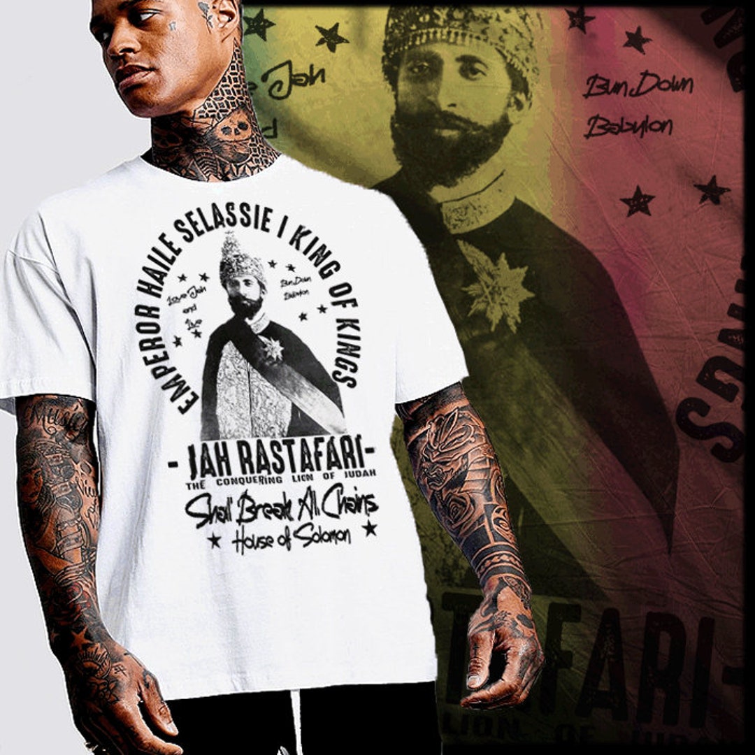 Reggae Haile Selassie Love Jah King Rastafari Irie Lion T-shirt ...