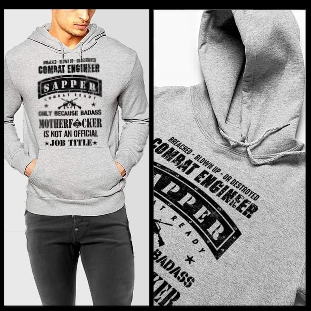 Combat Engineer Sapper Badass Mother Quote Hoodie Military Combat ...
