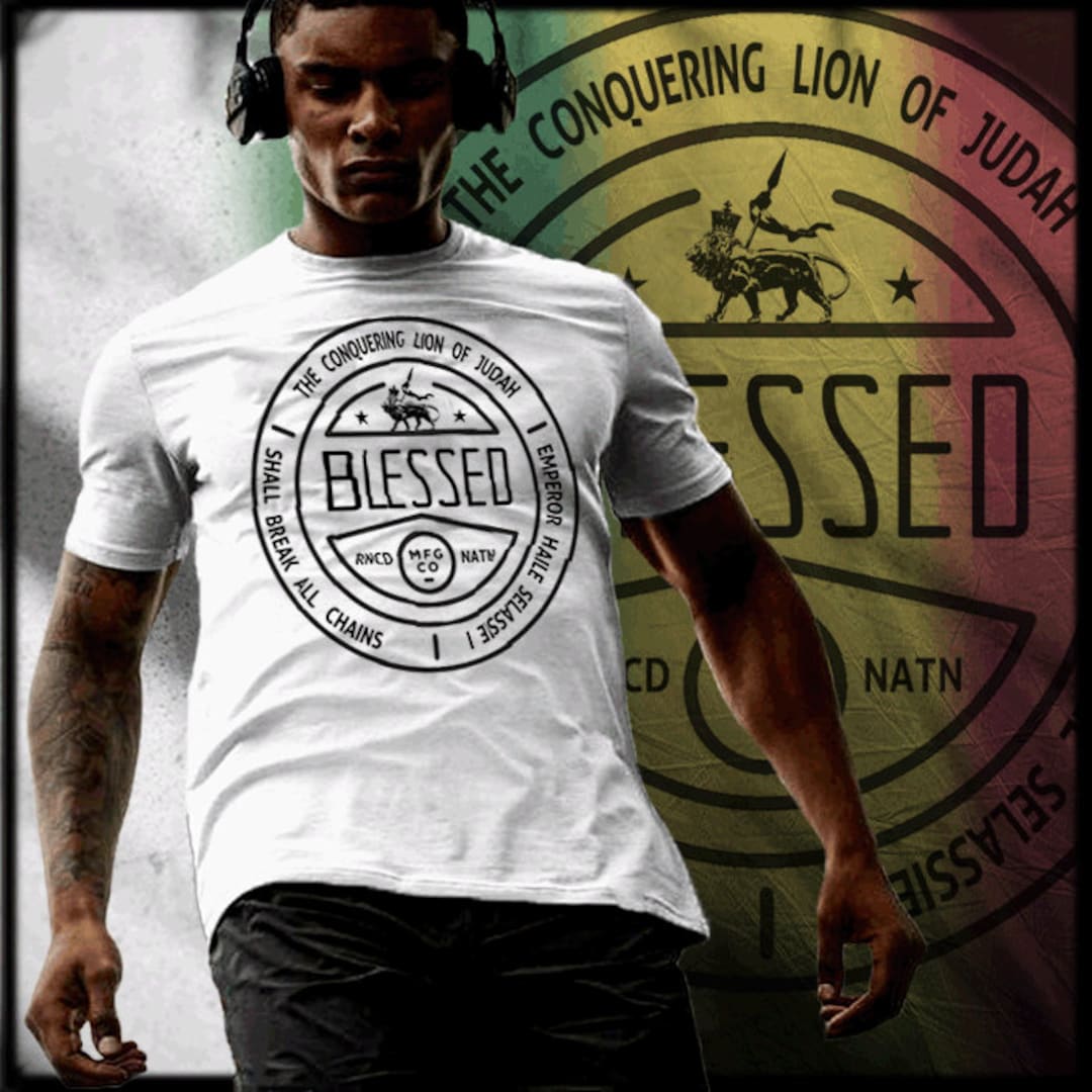 Reggae Haile Selassie Love Jah Blessed King Rastafari Irie Lion T-shirt ...