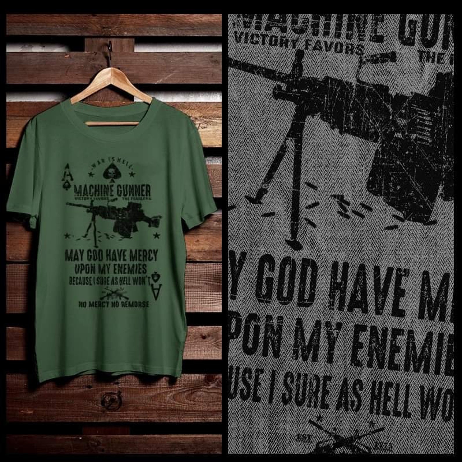 Military Infantry Machine Gunner T-shirt Combat Veteran Tactical War ...
