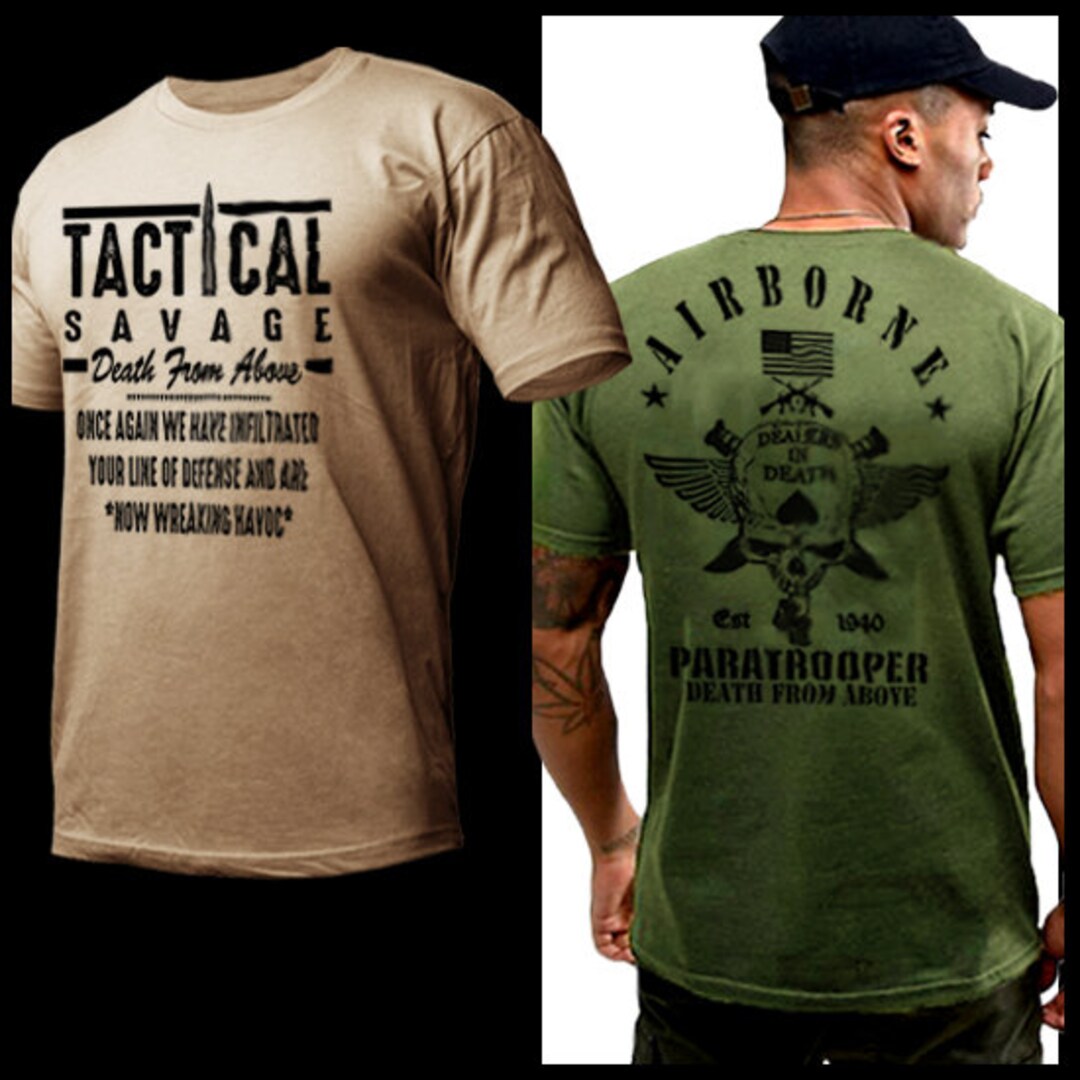 Military Airborne Paratrooper Combat Action T-shirt Spec Operation ...