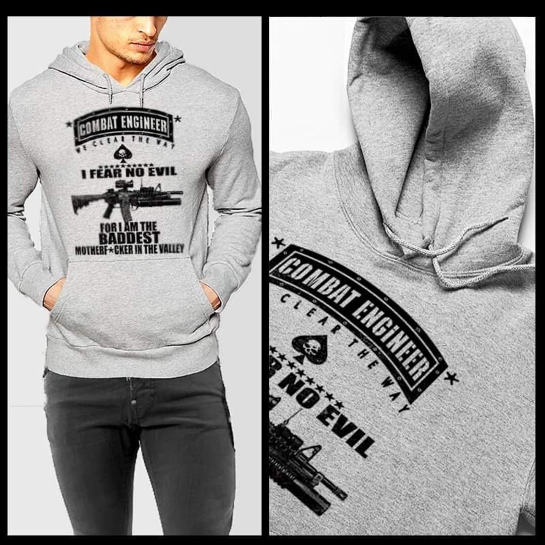Combat Engineer Sapper Fear None Quote Hoodie Military Combat Veteran ...