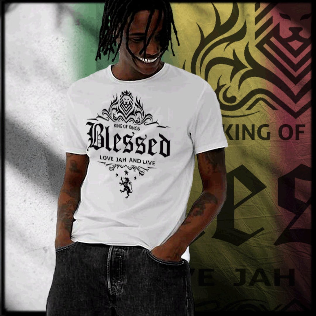 Reggae Haile Selassie Love Jah Blessed King Rastafari Irie Lion T-shirt ...