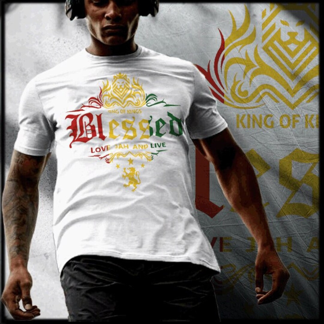 Reggae Haile Selassie Love Jah Blessed King Rastafari Irie Lion T-shirt ...