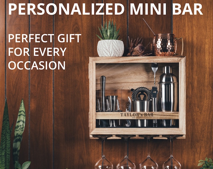 Barbox - Mini Bar for Modern Homes, Cocktail Bartending Kit - Wooden ...