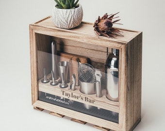 Barbox Mini Bar for Modern Homes, Cocktail Bartending Kit Wooden ...