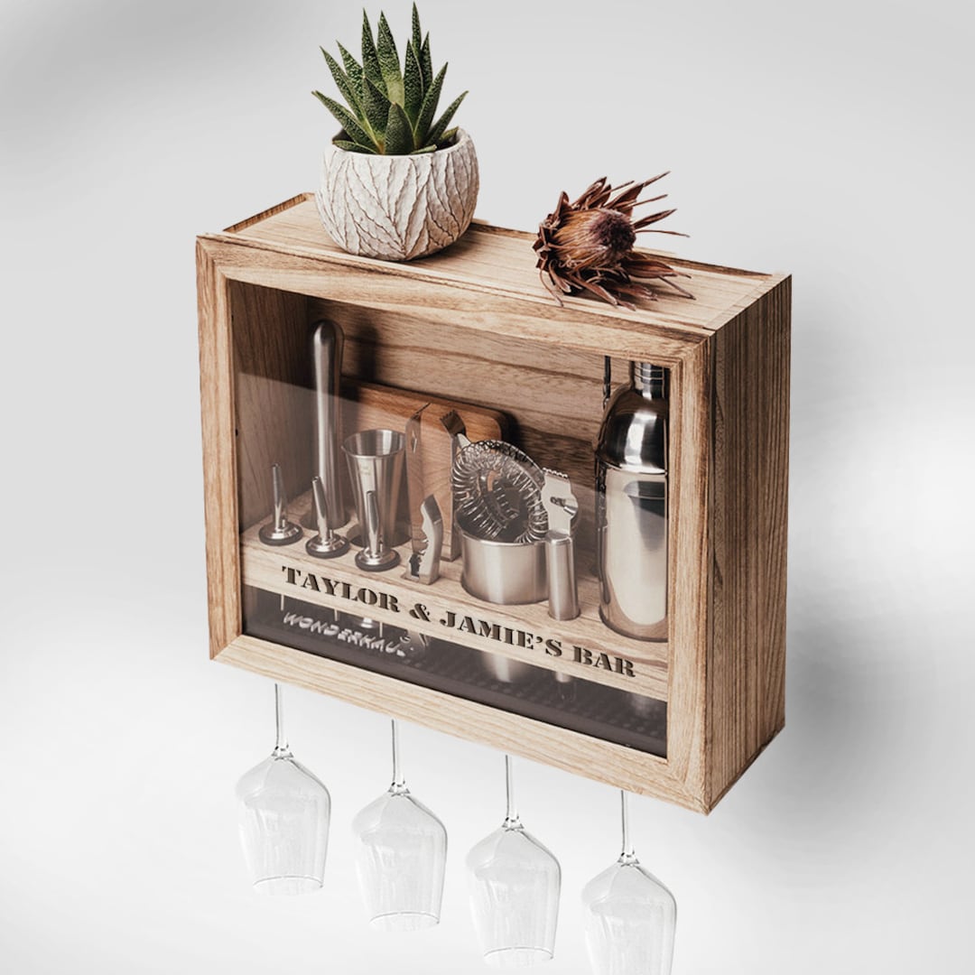 A Handcrafted Rustic Home Bar Gift Set With Engraved Personalization ...