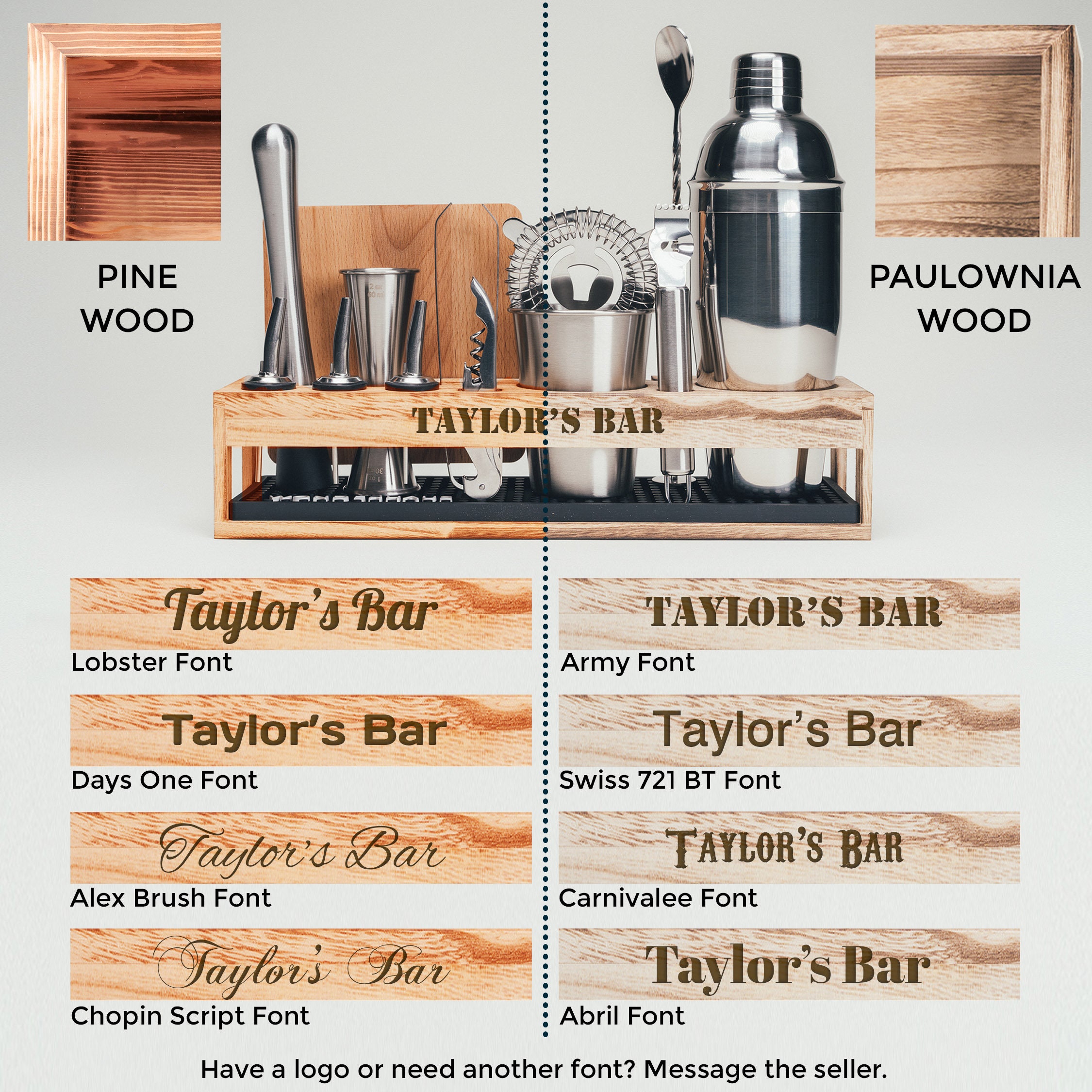 A Handcrafted Rustic Home Bar Gift Set With Engraved Personalization ...