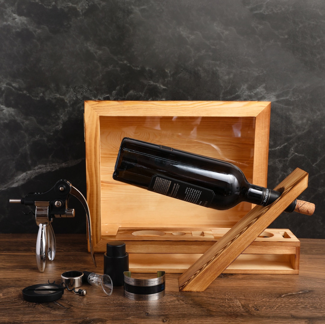 Personalized Wine Bar Box Gift Set: Wine Rack & Accessories - Etsy