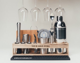 Barbox Mini Bar for Modern Homes, Cocktail Bartending Kit Wooden ...