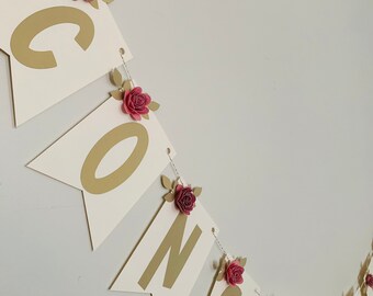 Pre-strung Congratulations Banner NO DIY Gold Glitter | Etsy