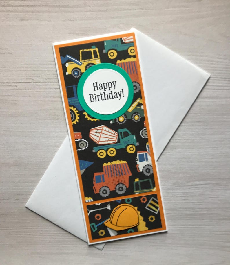 Happy Birthday Construction Site Card, Trucks, Handmade,special Message ...