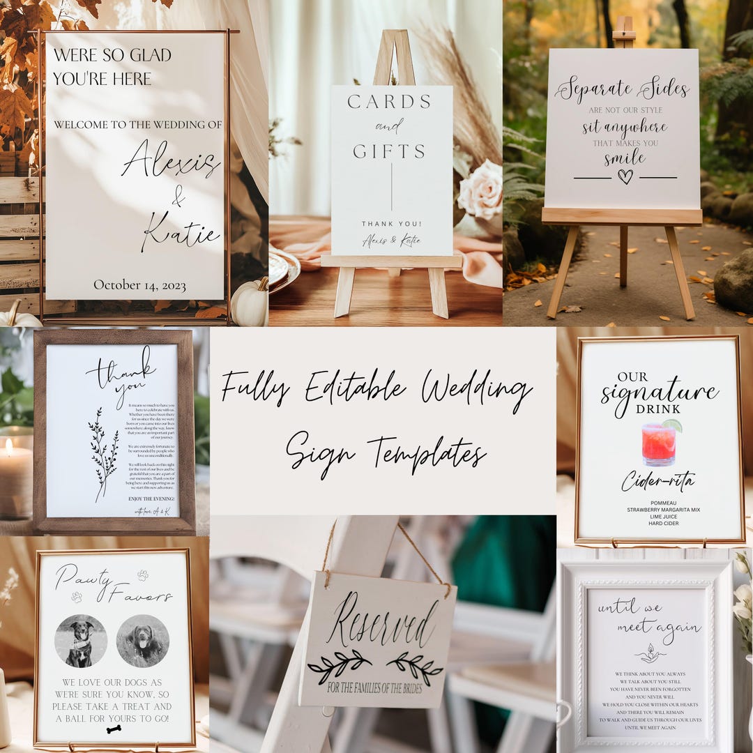 DIY Wedding Sign Templates | Customizable Wedding Decor Templates ...