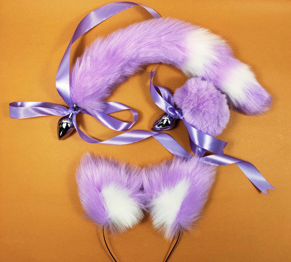 Faux Fur Cat Tail Plug And Ears Set Bunny Tail Butt Plug Etsy