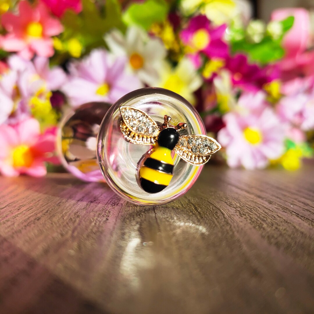 Cute Honeybee Glass Butt Plug, Pink Clear Glass Anal Plug, Sex Toy for ...