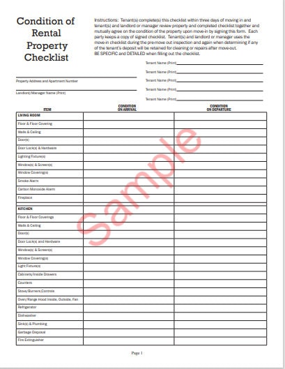 Rental Property Condition Inspection Checklist Form - Etsy