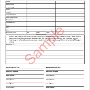 Rental Property Condition Inspection Checklist Form - Etsy UK