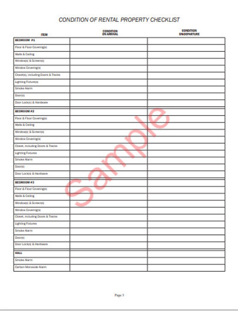 Rental Property Condition Inspection Checklist Form - Etsy