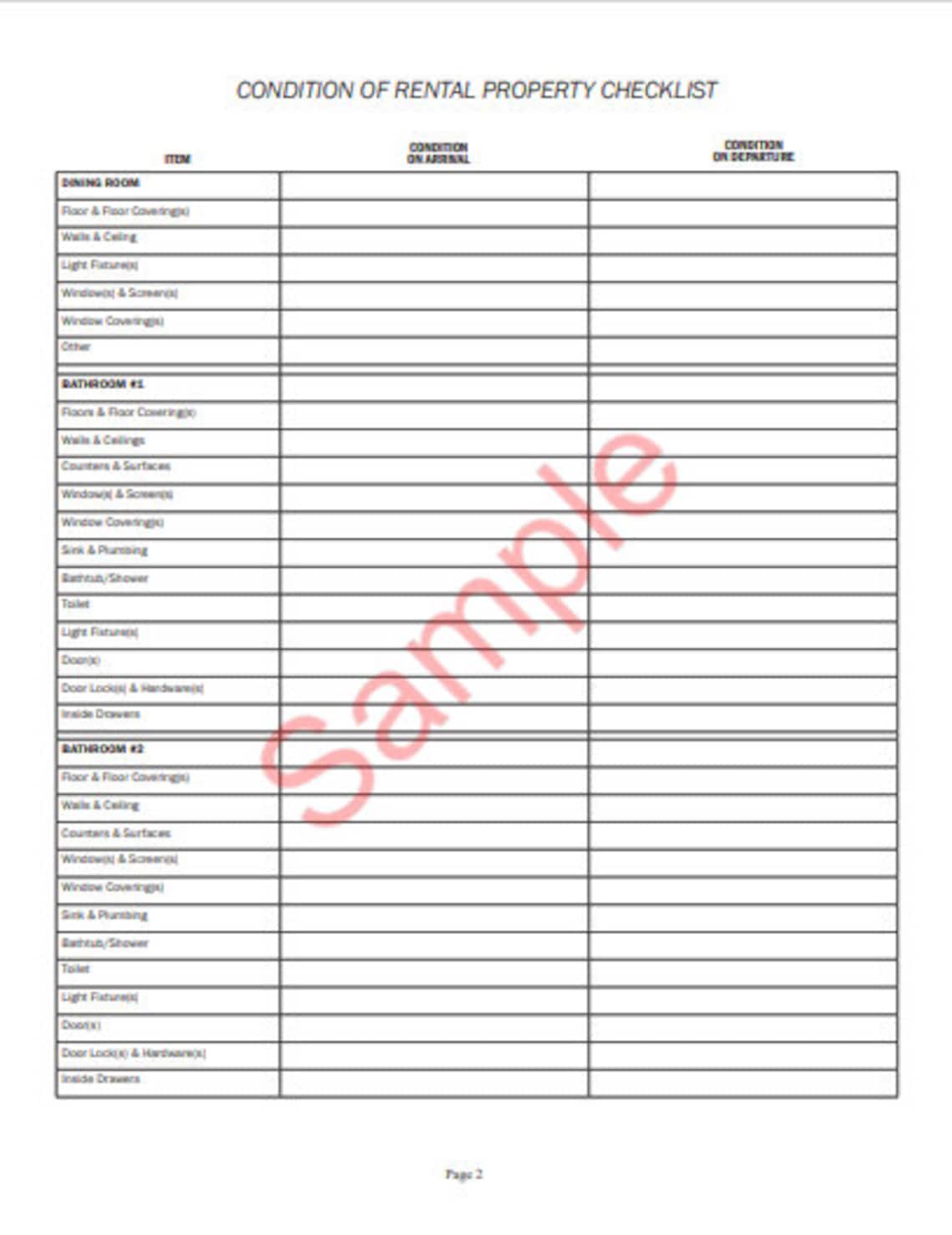 Rental Property Condition Inspection Checklist Form - Etsy
