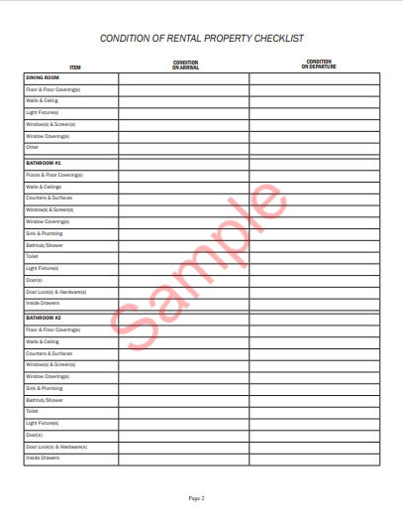 Rental Property Condition Inspection Checklist Form - Etsy