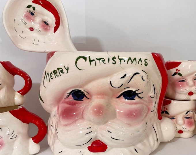 Deforest of California Rare Vintage Santa Claus Punch Bowl Set, 6 ...