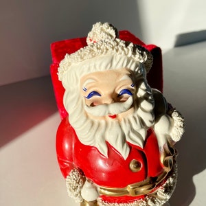 Vintage Spaghetti Santa Bank With Blue Eyes and Gold Trim, Bell ...
