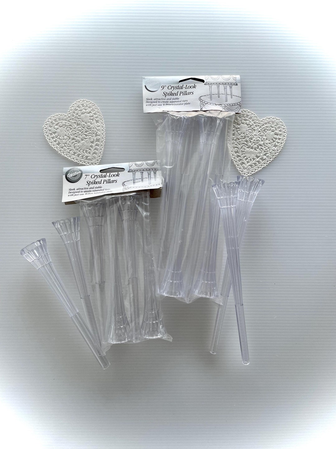Vintage Wilton Cake Pillars, Crystal Look, Clear Spiked Columns for ...