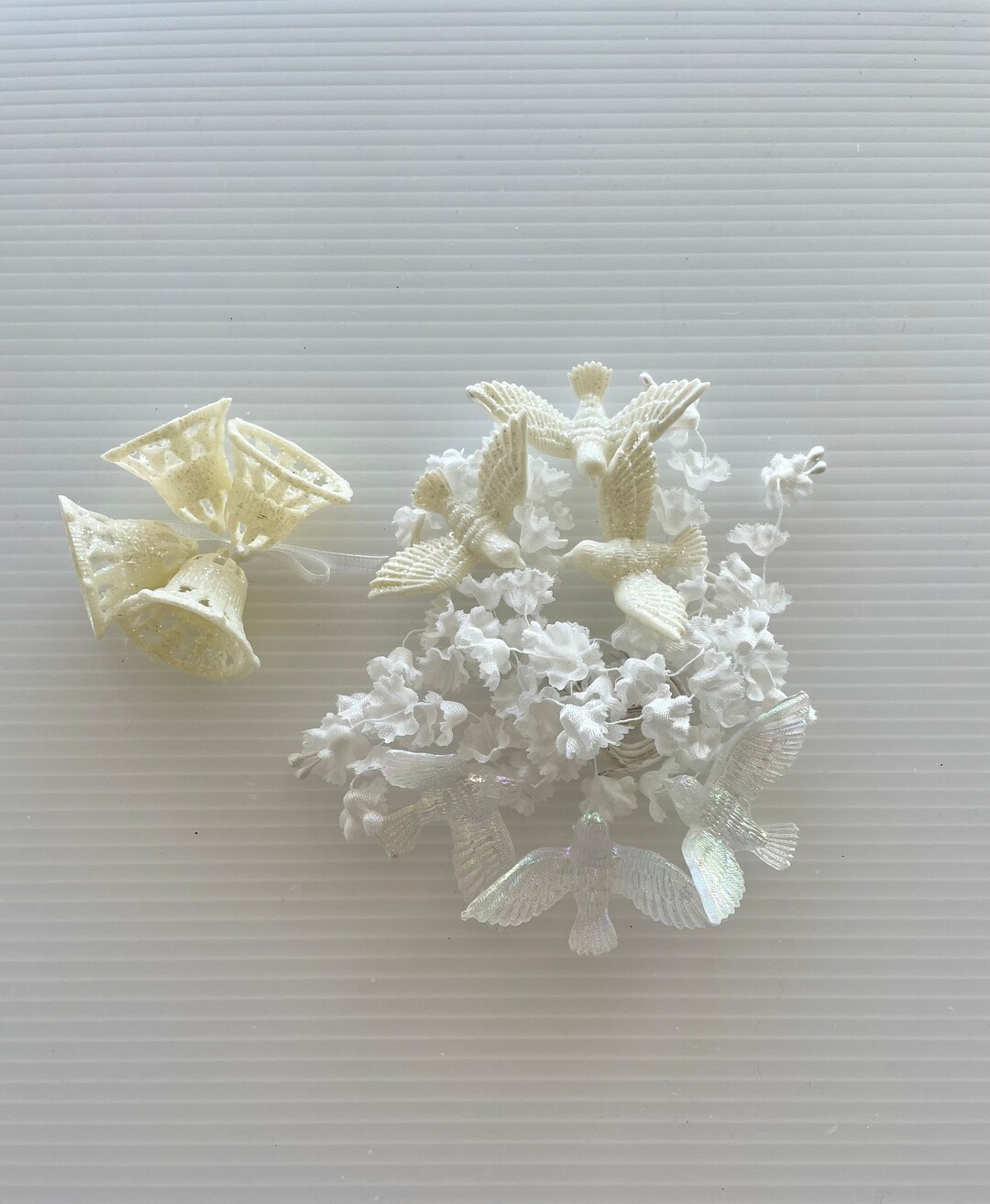 Vintage Glittered Mini Bells, Doves, or Iridescent Dove Cake Toppers ...