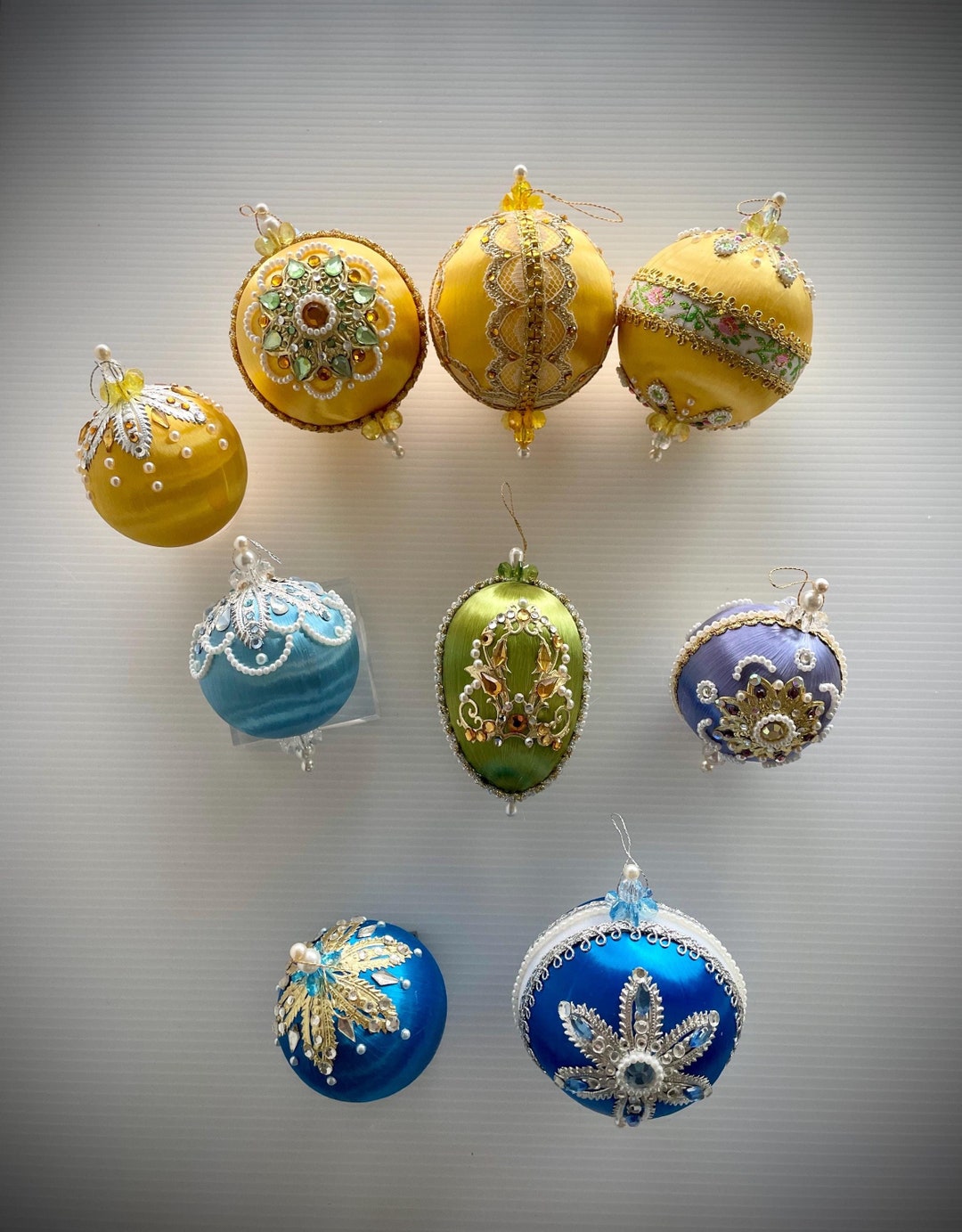 Vintage Satin, Pearl and Pin Christmas Ornament ONE Fancy Embellished ...