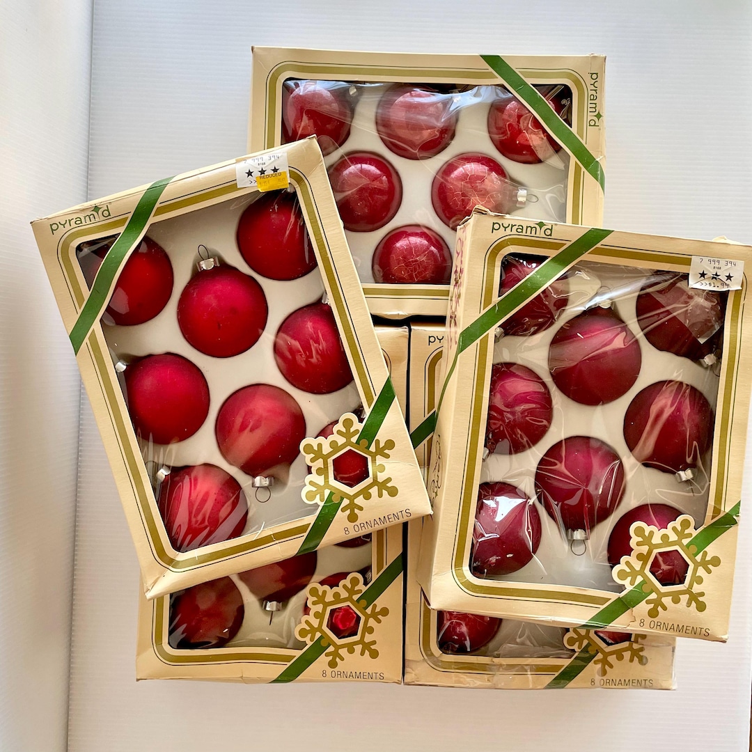 Vintage Matte Red Glass Ornaments - Pyramid Brand 1980s, Christmas or ...