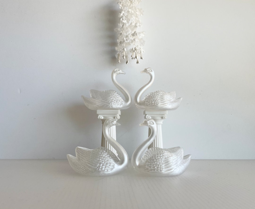 Vintage Swan Cake Toppers, Pair OR Set of 4 Pearl White Wilton Lovebird ...