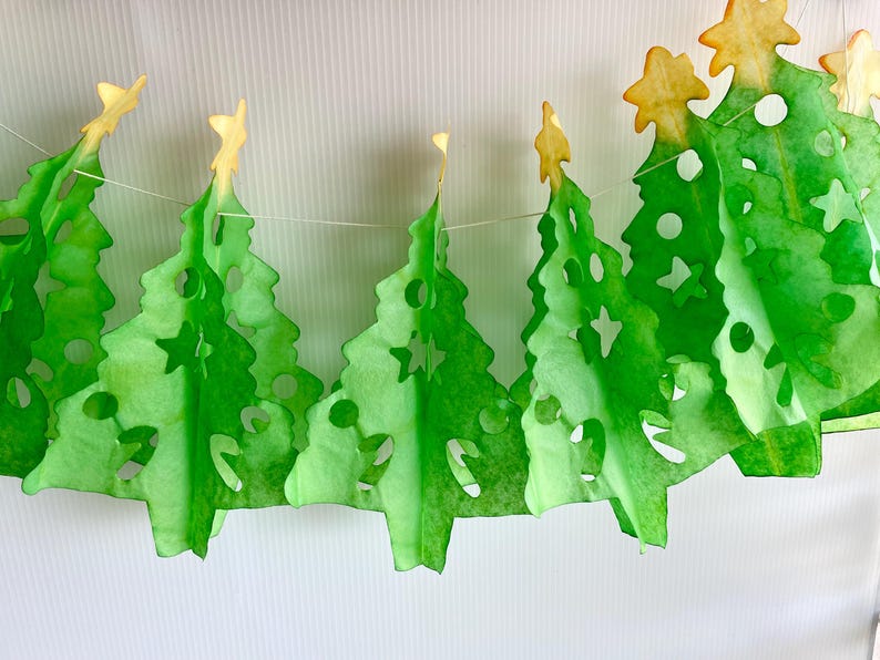 Vintage Tissue Paper Christmas Garland: Choice of Tree, Wreath, Candles ...