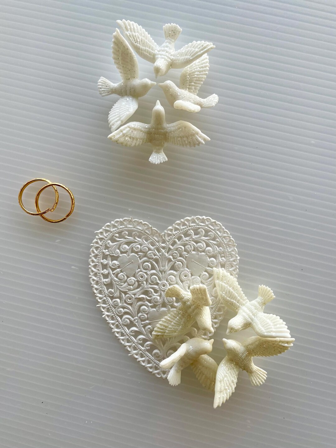 Vintage Glittered Doves, Mini Bells or Iridescent Dove Cake Toppers ...