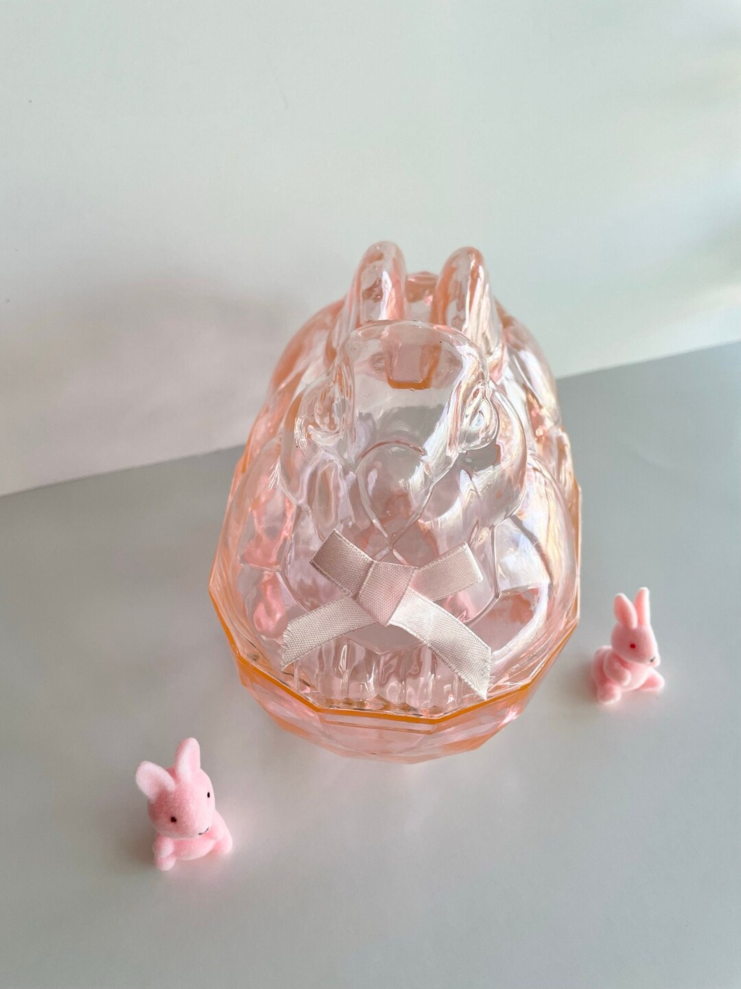 Vintage Pink Rabbit Candy Container: Faceted Plastic Easter Bunny by ...