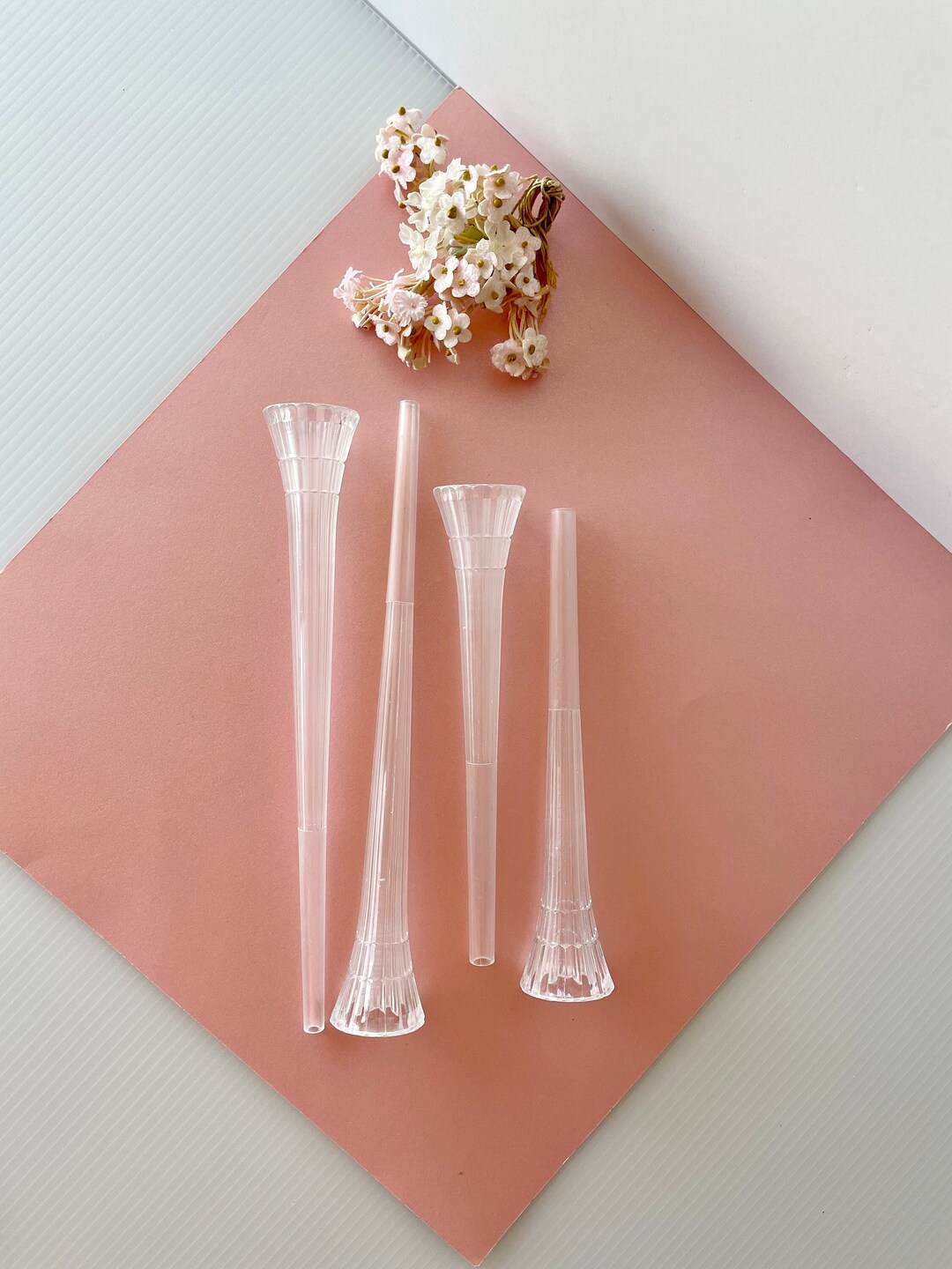 Vintage Wilton Wedding Cake, Clear Spiked Pillars PAIR of 9 OR 7 Tall ...