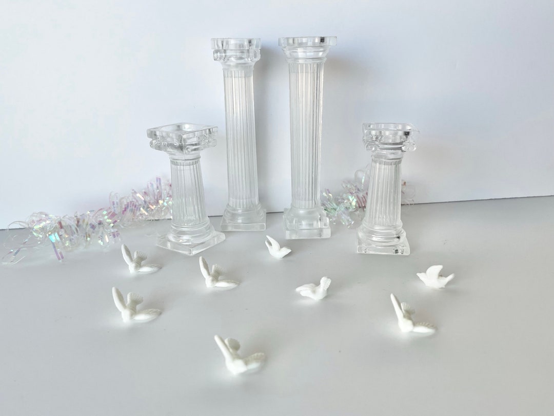 5 Inch OR 3 Inch Clear Vintage Wilton Wedding Cake Pillars Fancy ...