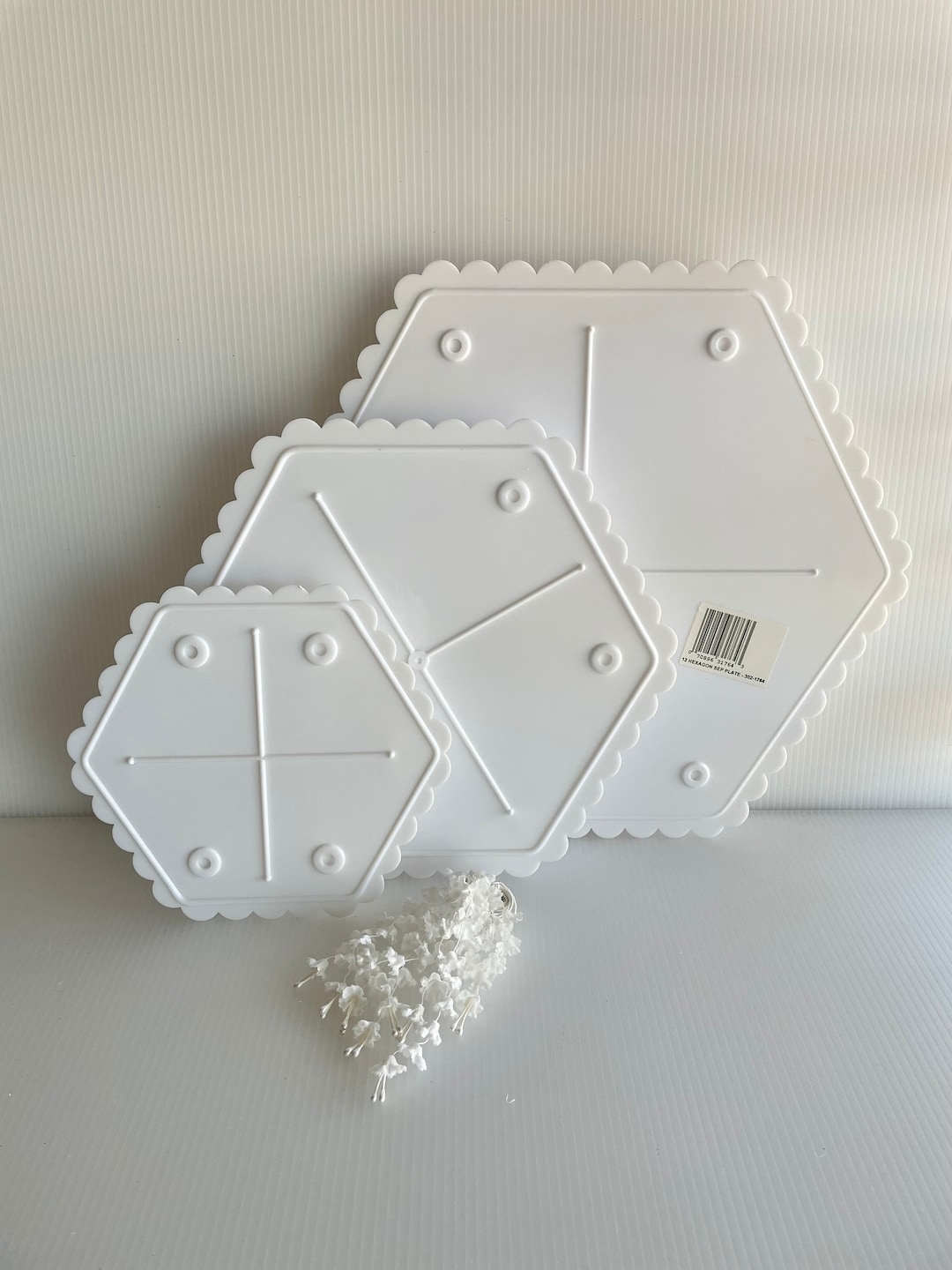 Vintage Wilton Hexagon Cake Separator Plate: Scalloped Edge Tiered Cake ...