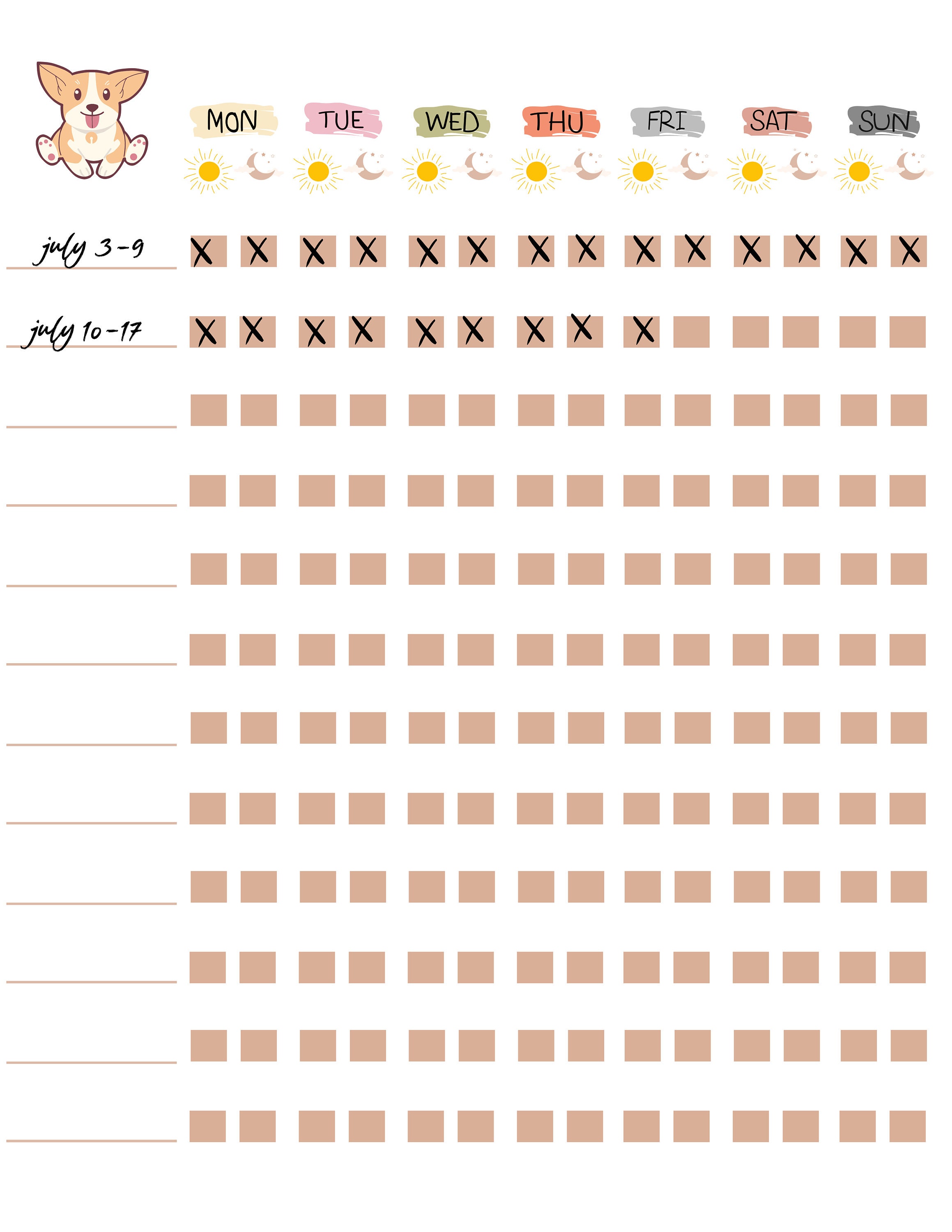 Dog Food Tracker - 12 Week | Household Dog Food Chart for Couples, Dog ...