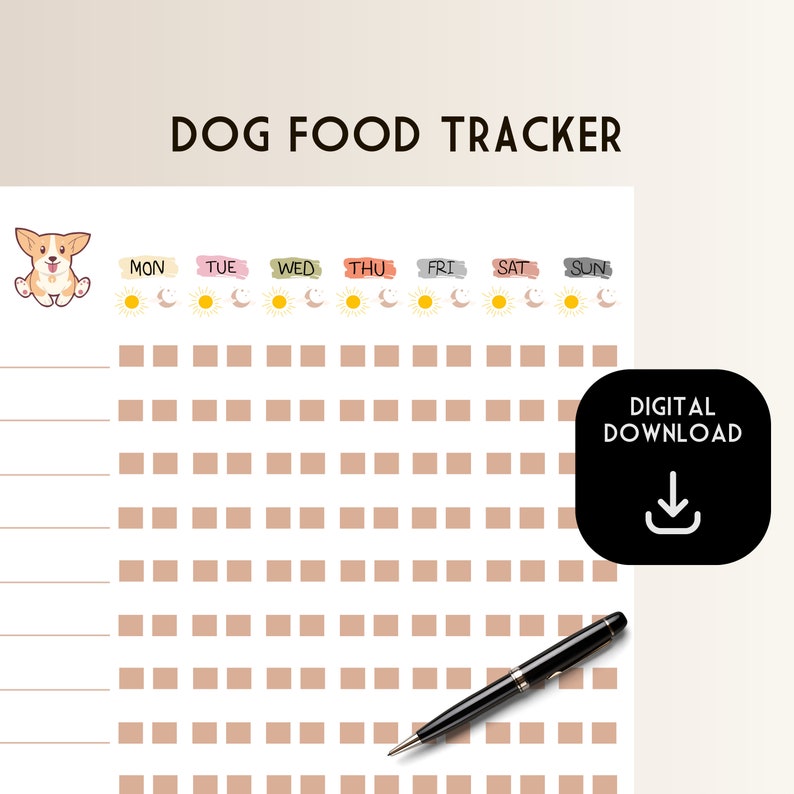 Dog Food Tracker - 12 Week | Household Dog Food Chart for Couples, Dog ...