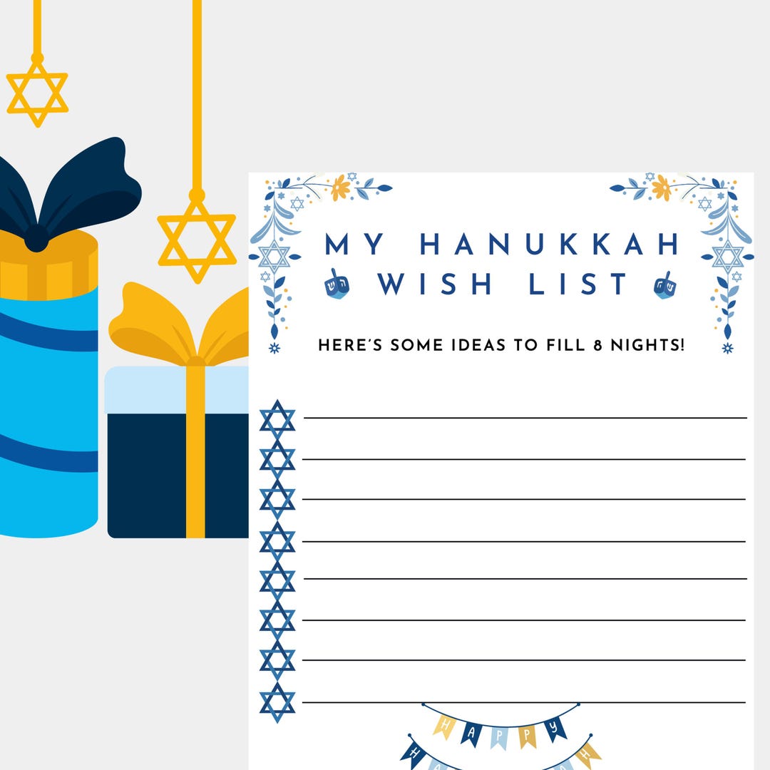 Happy Holidays | Hanukkah, Chanukkah, Holiday Printable Wishlist - Etsy