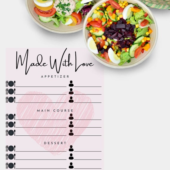 Potluck Menu Love Themed Printable Menu - Etsy