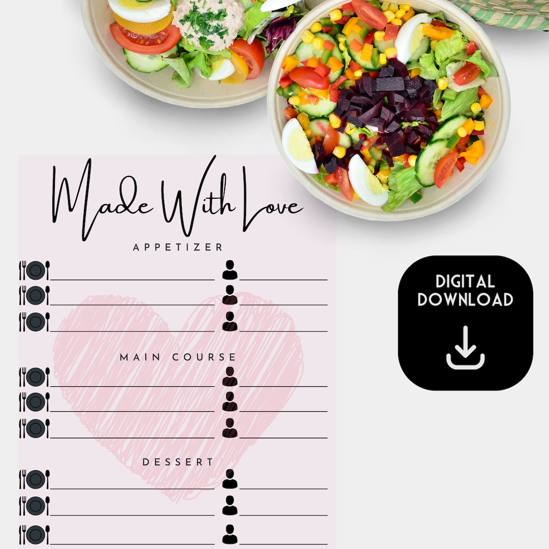 Potluck Menu | Love Themed Printable Menu - Etsy