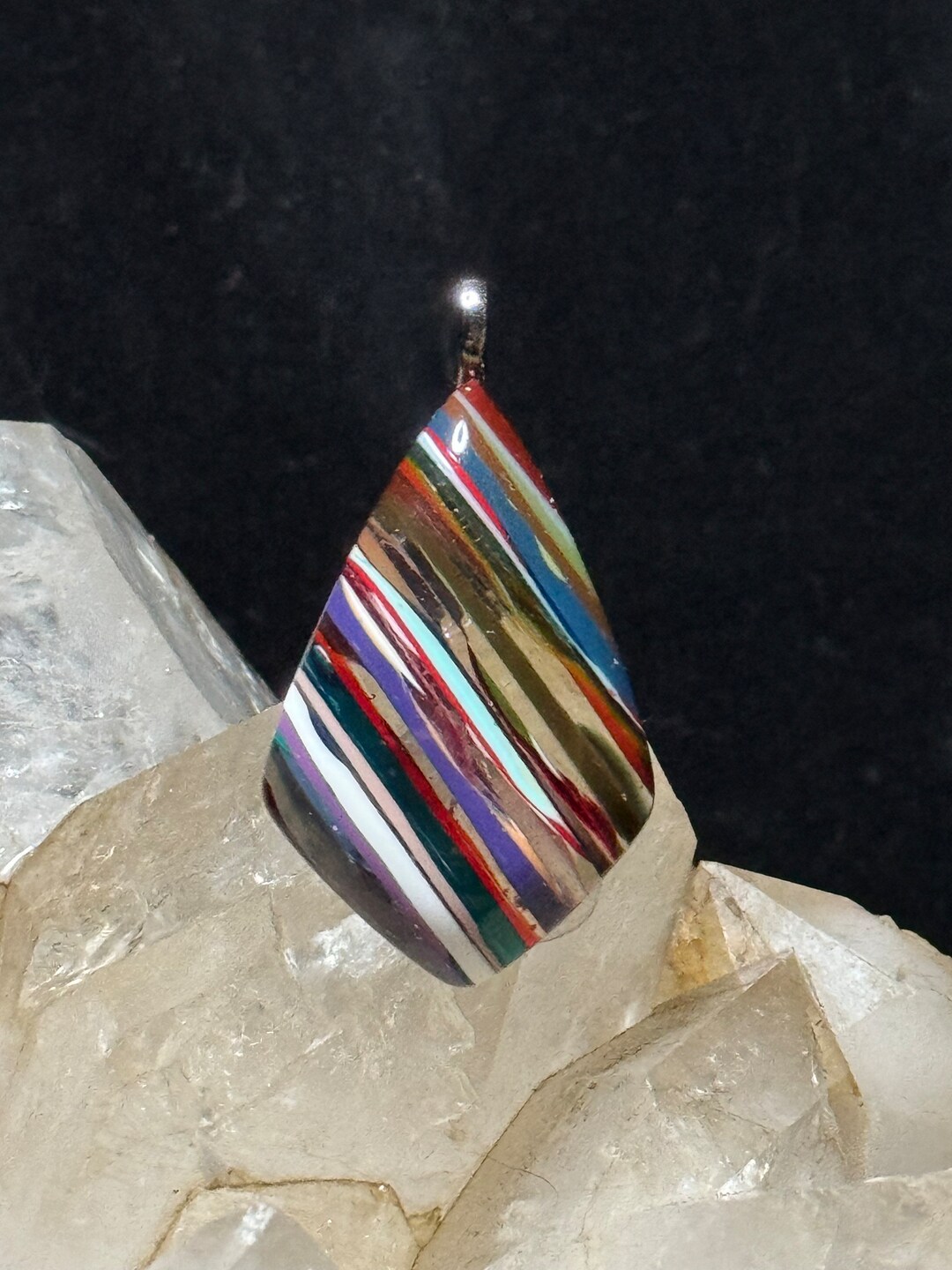 Colorful Surfite Necklace With Sterling Silver Bail Recycled Layers ...