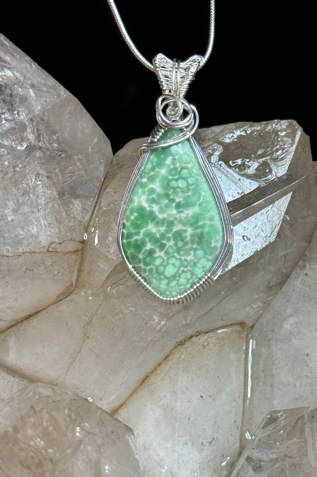 Boho Chic Variscite Pendant Elegant Stone Necklace, Handcrafted Gift ...