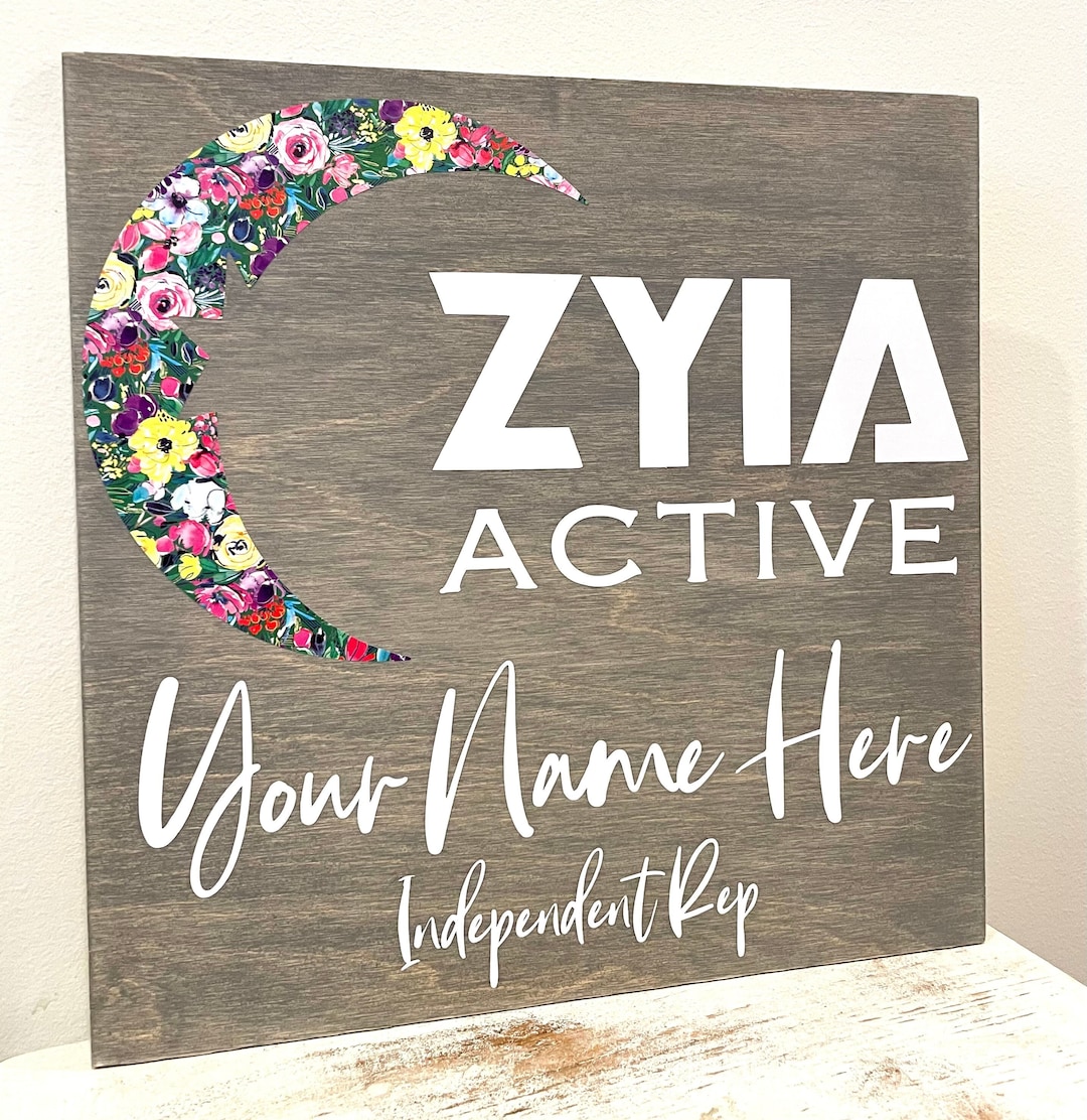 Zyia Active Square Personalized Sign, With Floral Crescent - Etsy