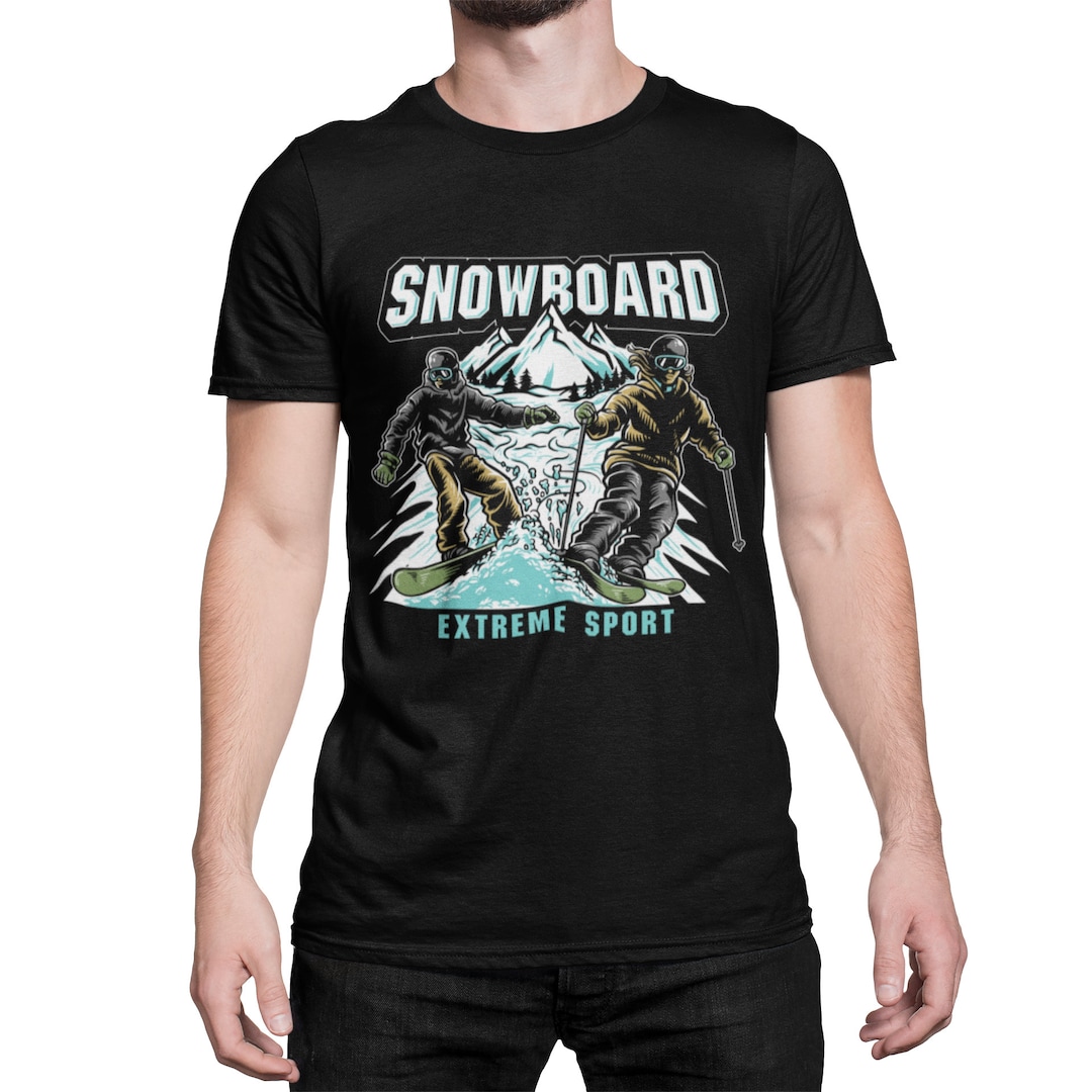 Skier Snowboarder Men's T-shirt With Snowboard Design Men's T-shirt ...